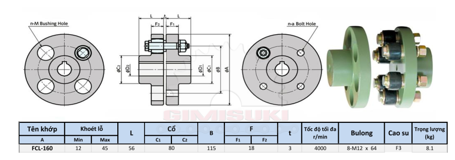 Khớp Nối Cao Su FCL-160 – Gimisuki.vn