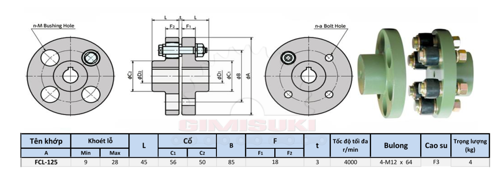 Khớp Nối Cao Su FCL-125 – Gimisuki.vn